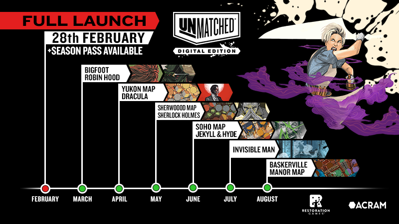 Unmatched: Digital Edition gets full release date with DLC timeline – Dude! Take Your Turn!